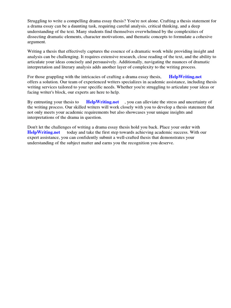 Drama Essay Thesis | PDF | Art