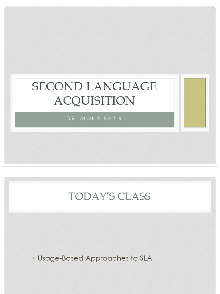 Week 6 Usage-Based Approaches | PDF | Second Language Acquisition | Linguistics