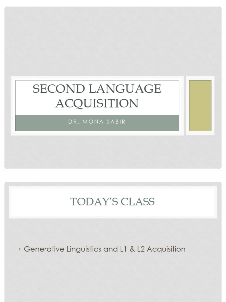 Week 4 Generative Linguistics and Language Acquisition | PDF | Second Language Acquisition ...