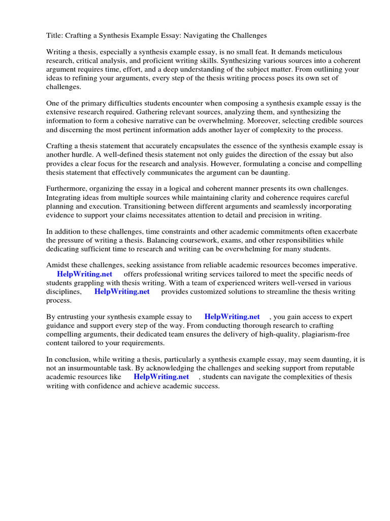 Synthesis Example Essay | PDF