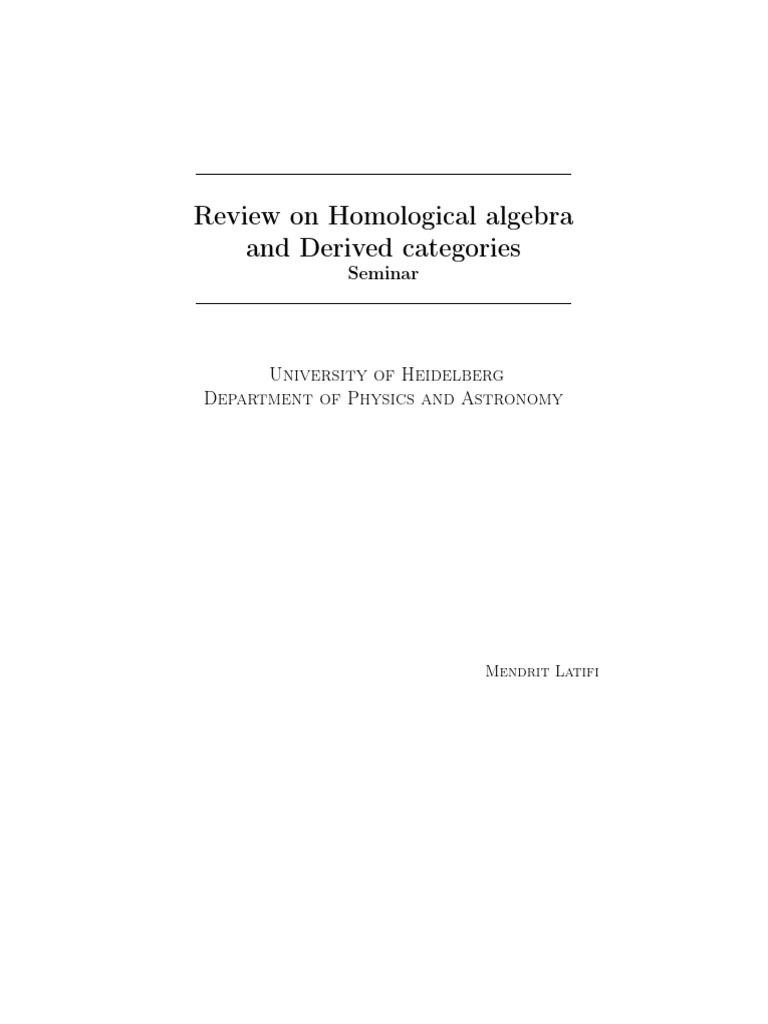 Derived Categories Semminar | PDF | Mathematical Structures | Category Theory