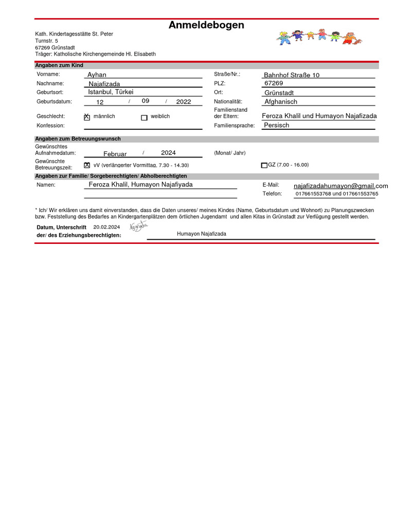 Anmeldebogen DinA5 Ayhan | PDF