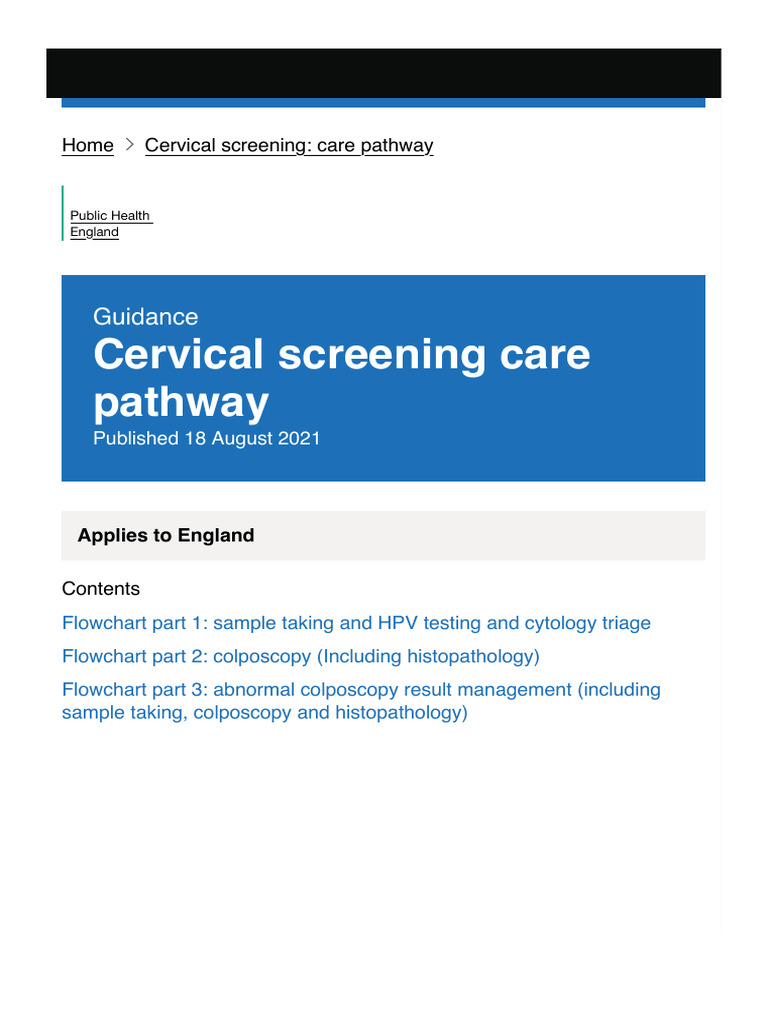 Cervical Screening Care Pathway: Gov - Uk | PDF | Cervical Cancer ...