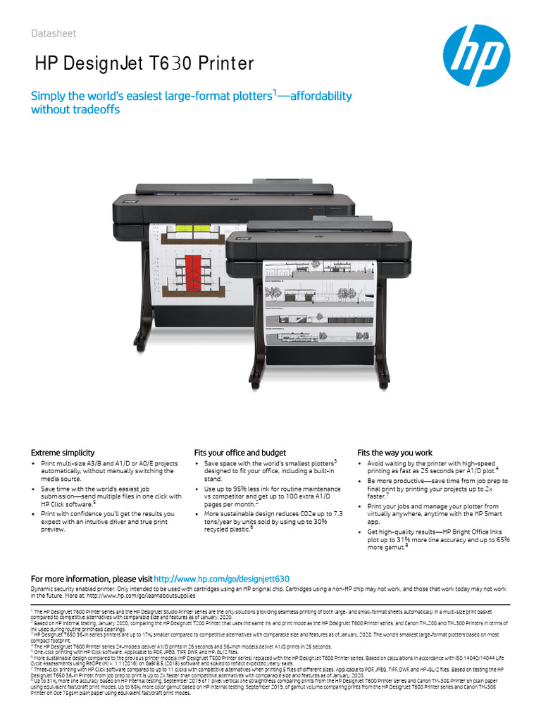 HP DesignJet T630 Printer v3 | PDF | Printer (Computing) | Office Equipment