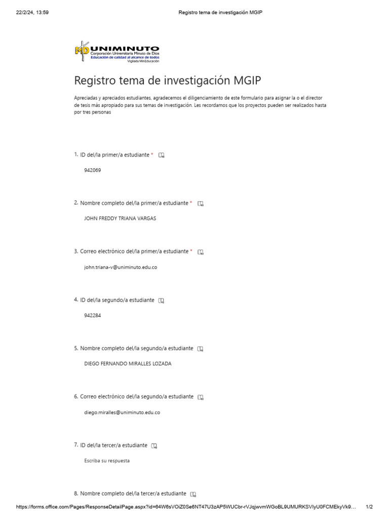 Registro Tema de Investigación MGIP | PDF | Informática