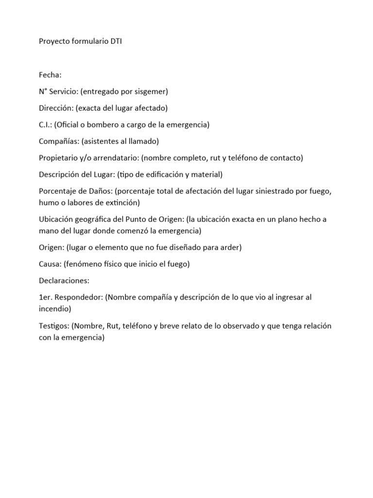 Proyecto Formulario DTI | PDF