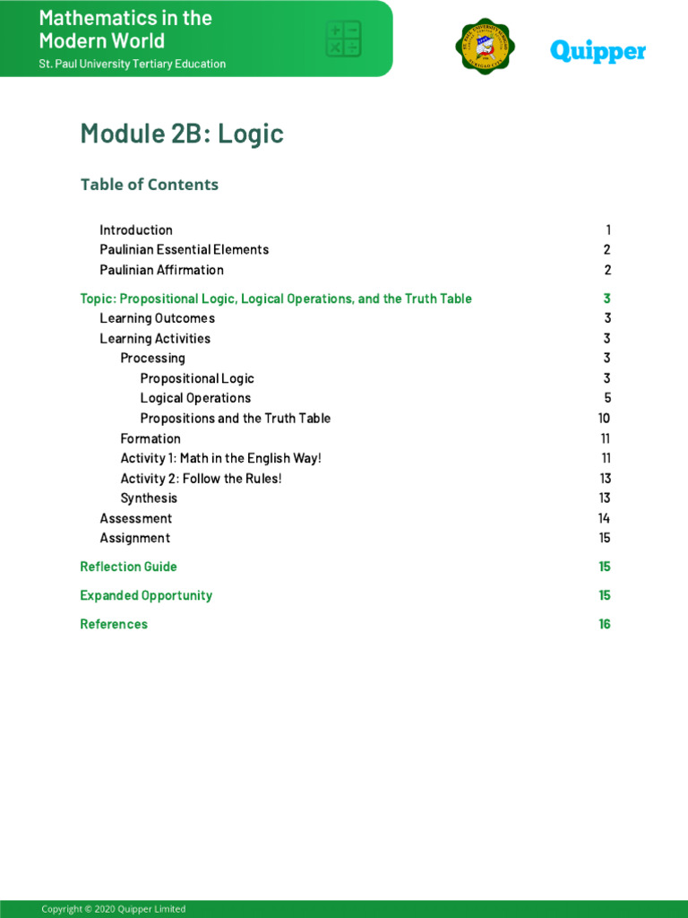 MMW Module 2b FD | PDF | Logic | Proposition