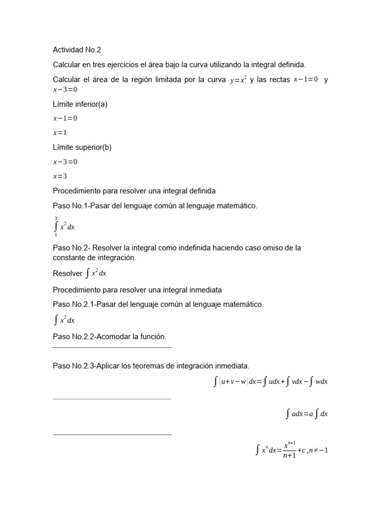 Actividad No2 | PDF | Integral | Análisis matemático
