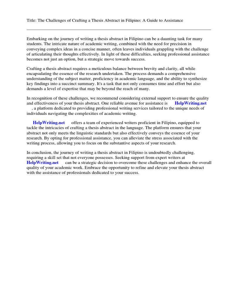 Thesis Abstract Sample Filipino | Download Free PDF | Tagalog Language ...