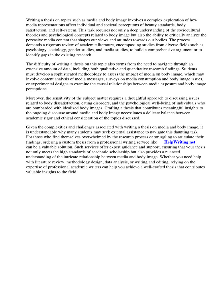 Thesis Media and Body Image | PDF