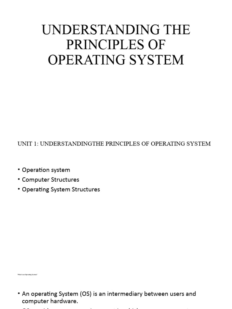 Unit 1 - Understanding The Principles of Operating System | PDF | Operating System | Process ...
