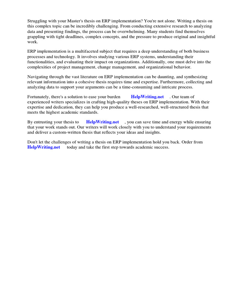 Master Thesis Erp Implementation | PDF | Enterprise Resource Planning ...