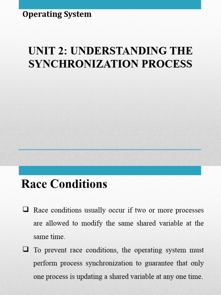 Unit 2-Understanding The Synchronization Process | PDF | Process (Computing) | Information ...