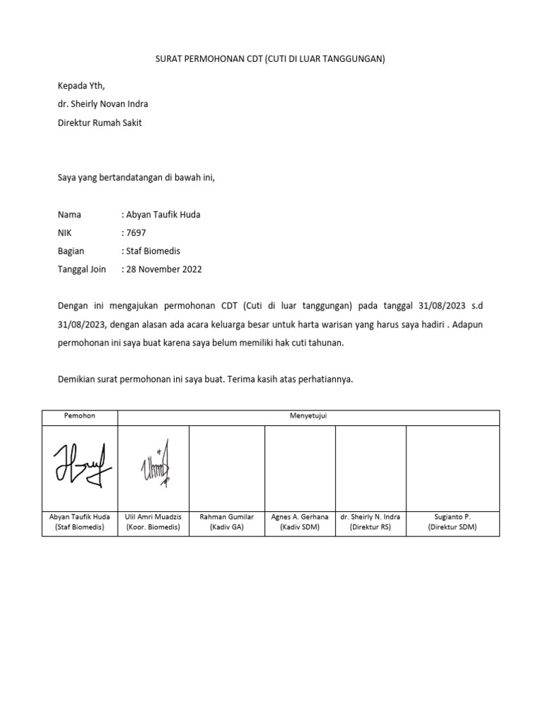 SURAT PERMOHONAN CDT | PDF