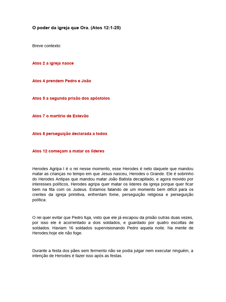O Poder Da Igreja Que Ora Pdf Atos Dos Apóstolos Oração