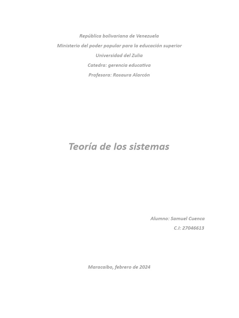 Teoria de Los Sistemas | PDF