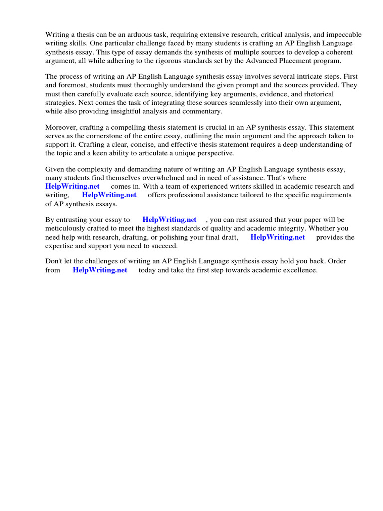 How To Write An AP English Language Synthesis Essay | PDF | Essays ...