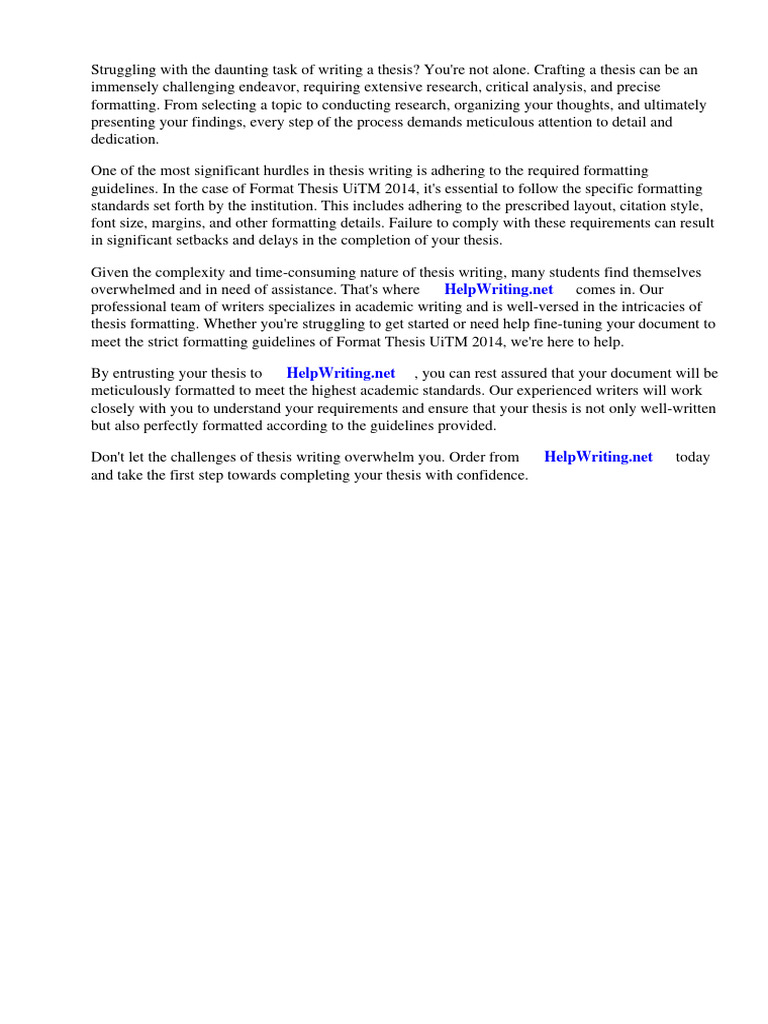 Format Thesis Uitm 2014 | PDF | Thesis