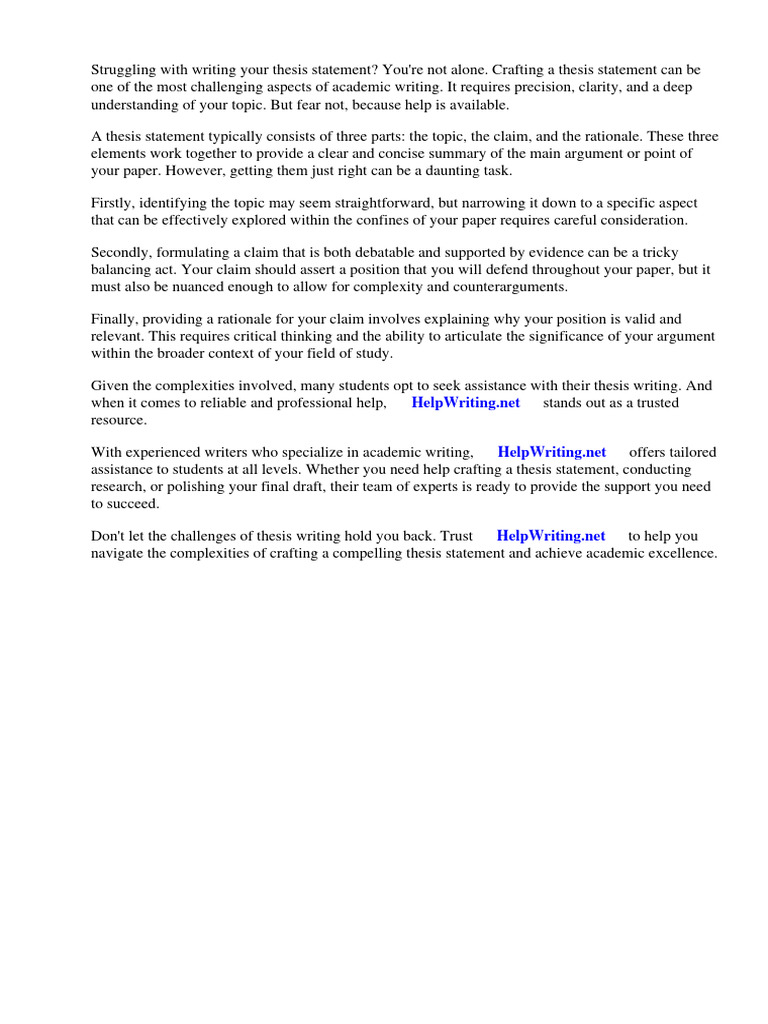 3 Parts of A Thesis Statement | PDF