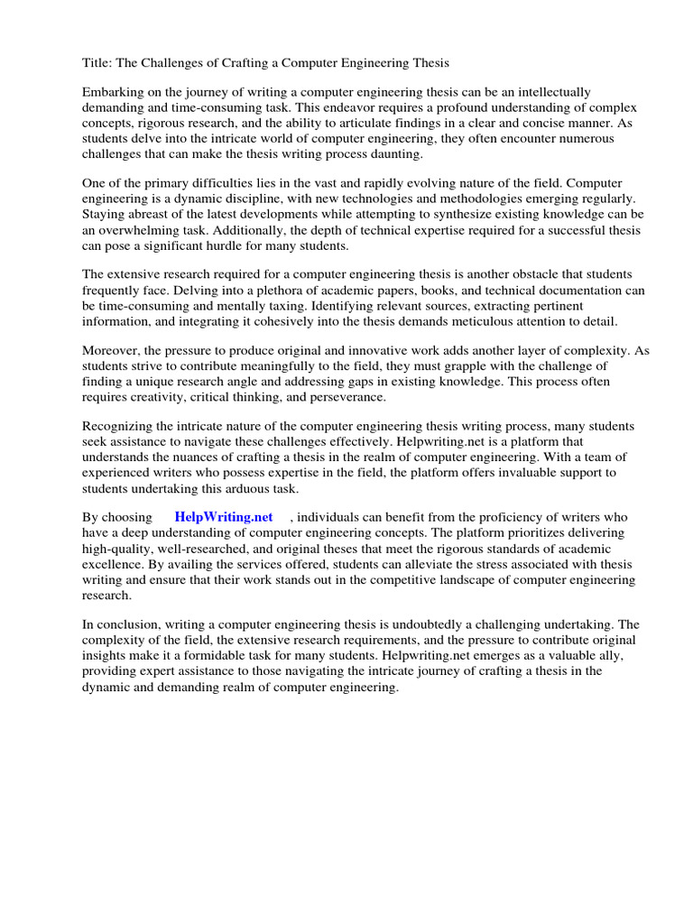 Computer Engineer Thesis | PDF | Computers