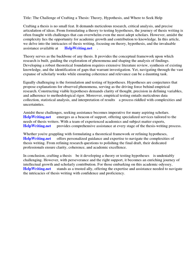 Thesis Theory Hypothesis Pdf Hypothesis Thesis