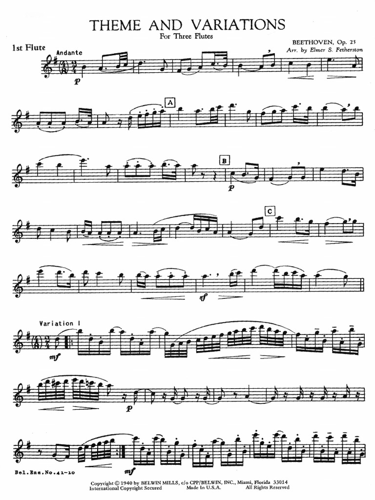 Beethoven - Theme and Variations (Flute) | PDF