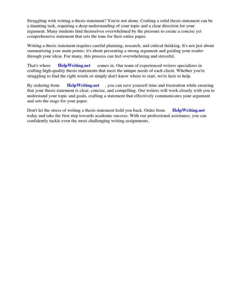 Thesis Statement Writing Help | PDF | Essays | Thesis