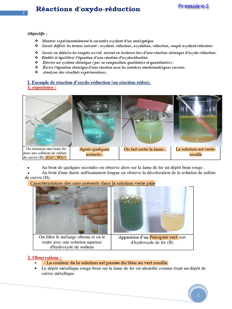 Les Reactions d Oxydo Reduction Cours 3 | PDF