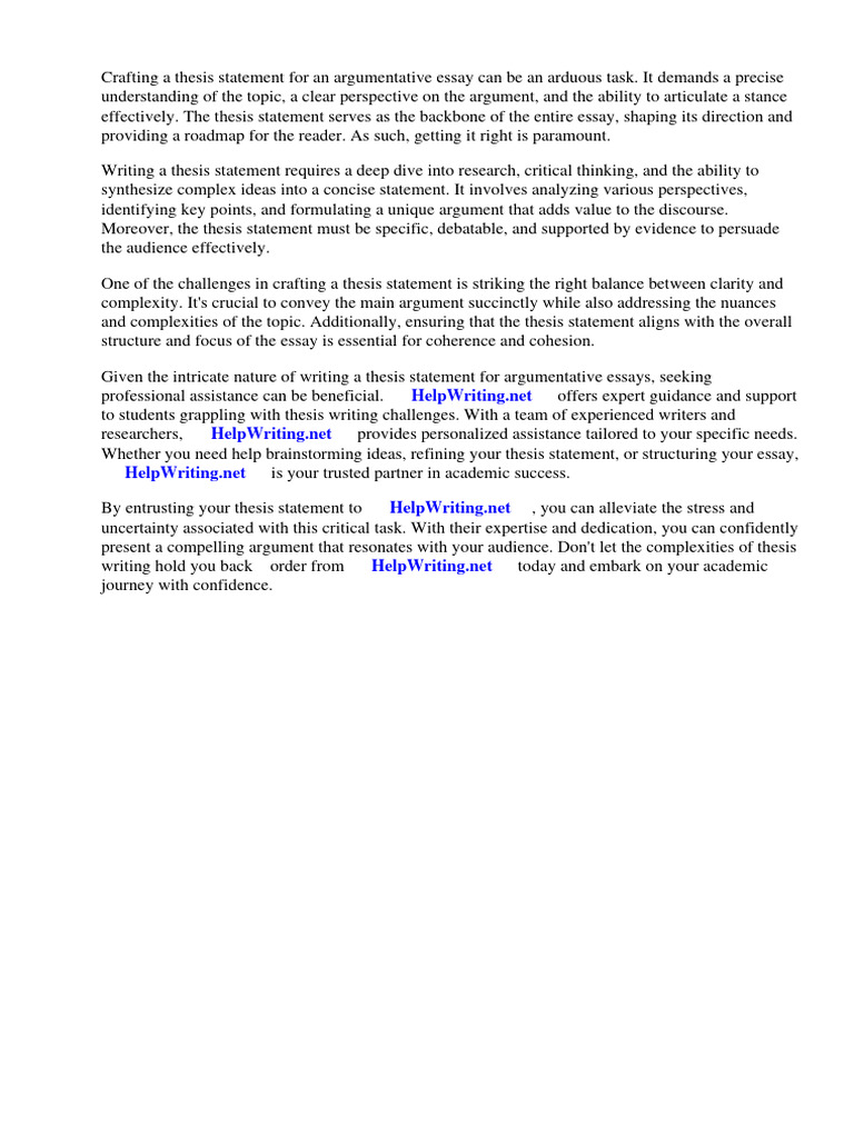 Thesis Statements Examples For Argumentative Essays | PDF | Essays | Thesis