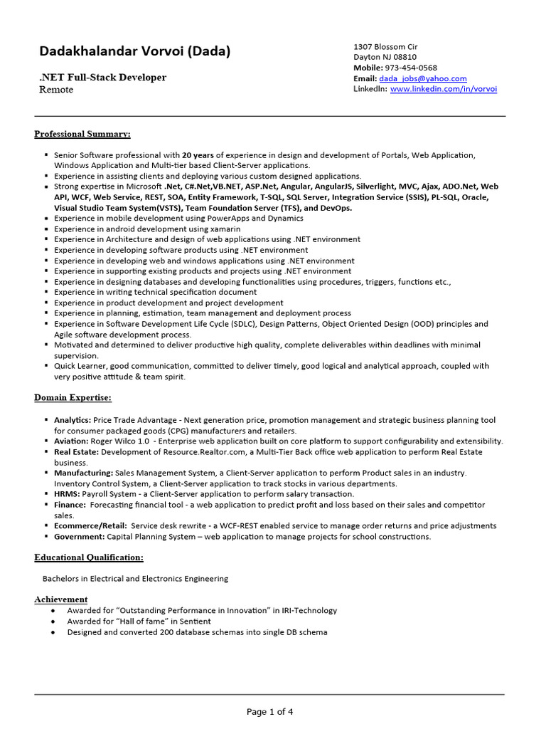 Dotnet Dada Resume | PDF