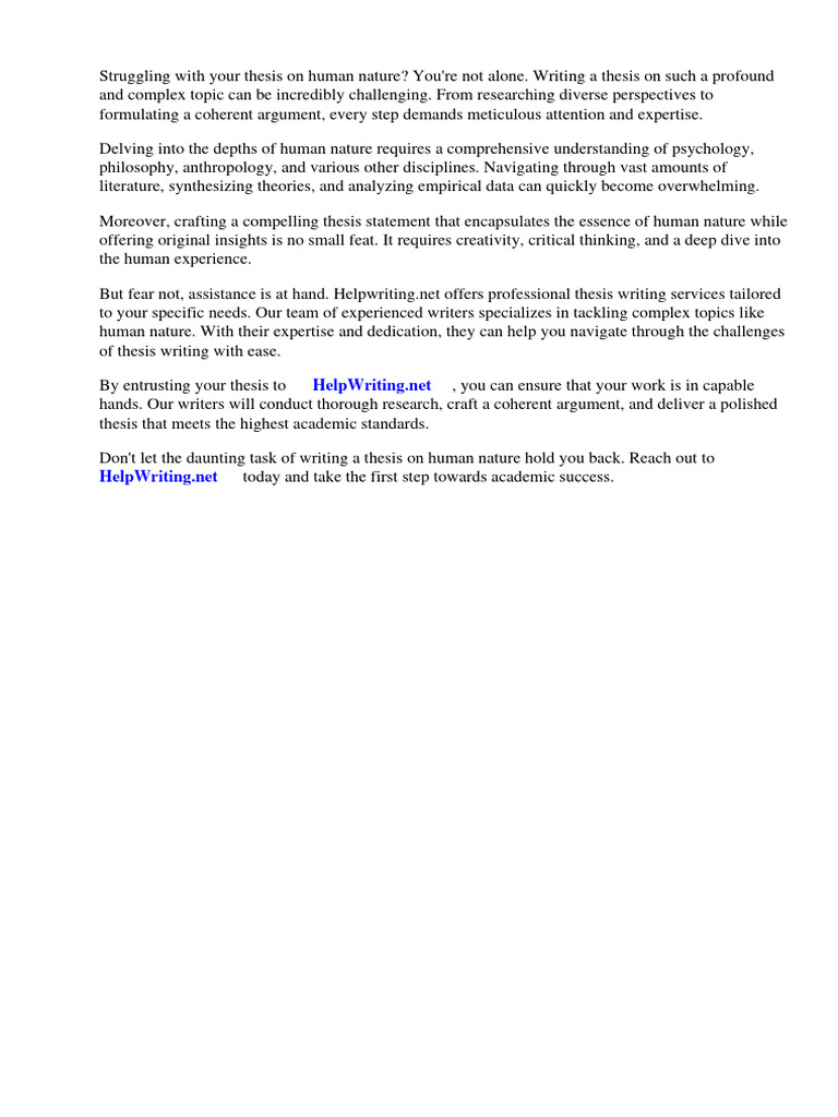 Thesis Human Nature | PDF