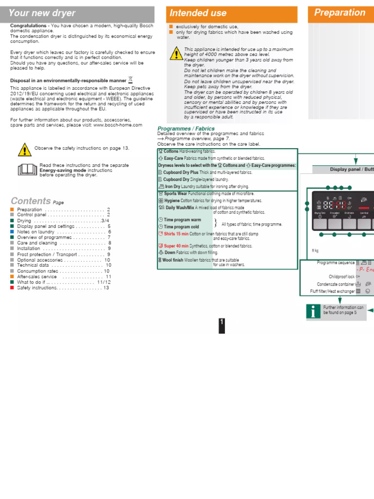 Bosch Logixx 8 Dryer Manual | PDF | Clothes Dryer | Home Appliance