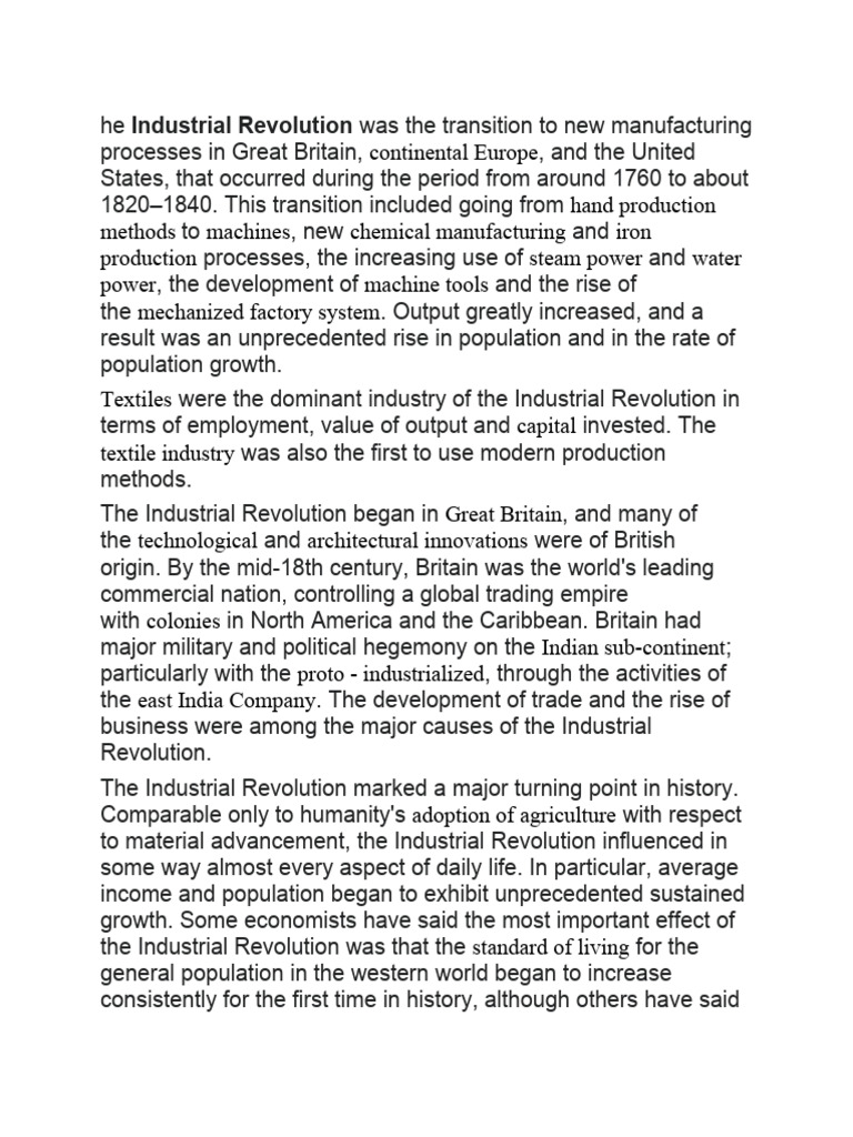 Overview of the Industrial Revolution | PDF