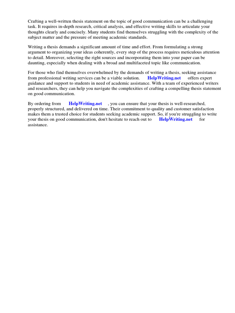 Good Communication Thesis Statement | PDF