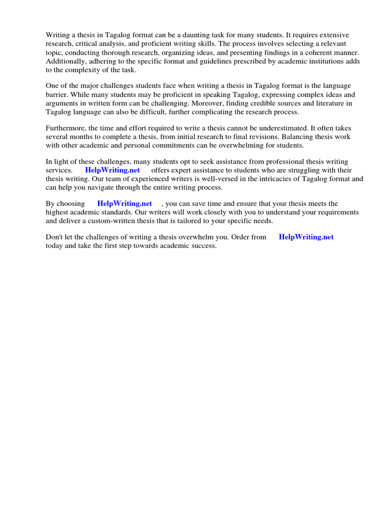 Thesis Tagalog Format | PDF