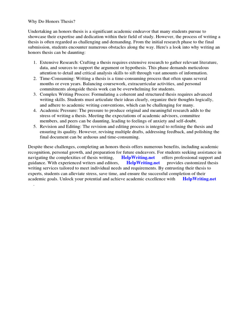 Why Do Honors Thesis | Download Free PDF | Thesis | Blog