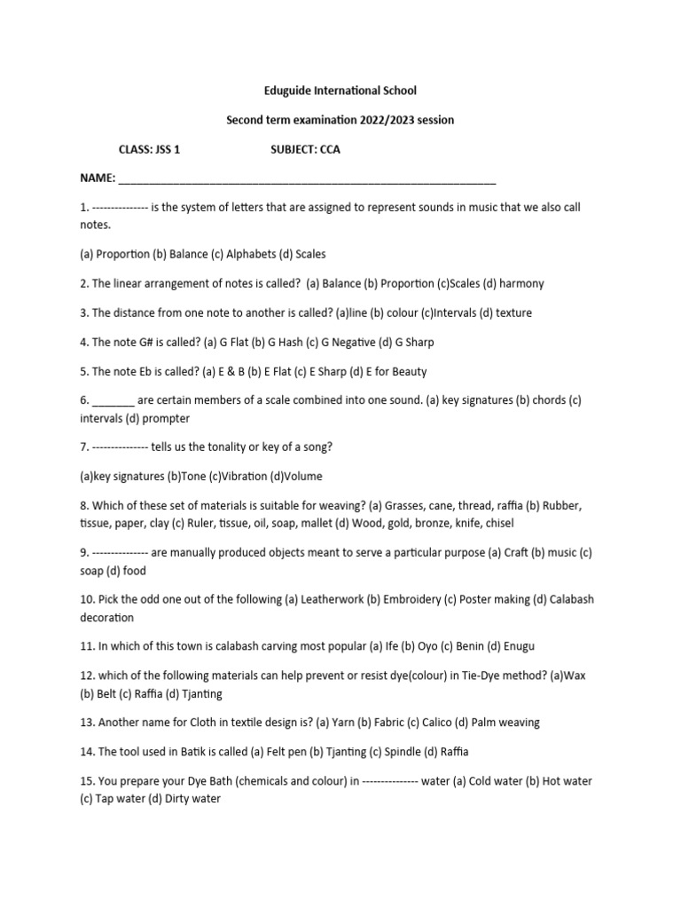 Jss - Ss English, Civic & CCA Questions | PDF
