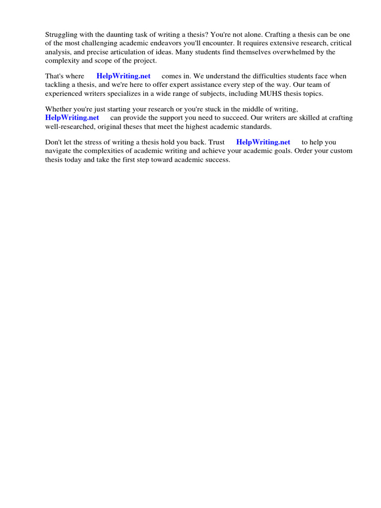 Muhs Thesis Topics | Download Free PDF | Thesis Muhs Thesis Topics | Download Free PDF | Thesis