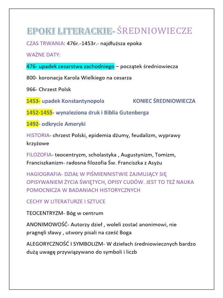 notatka-sredniowiecze | PDF