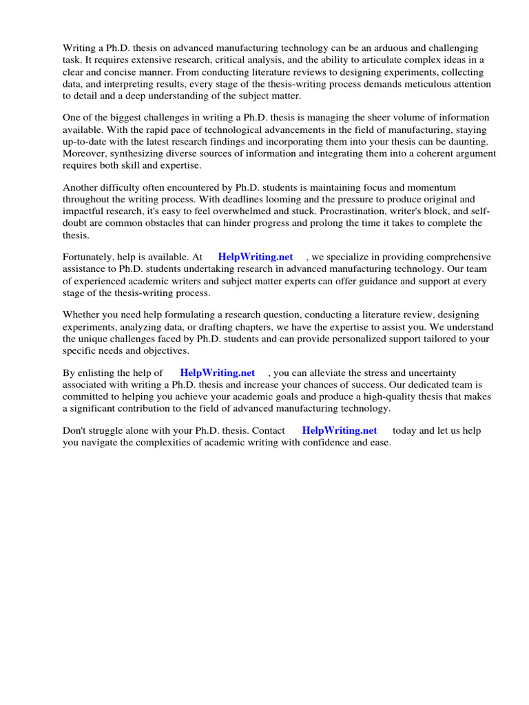 PHD Thesis On Advanced Manufacturing Technology | Download Free PDF | Lean Manufacturing ...