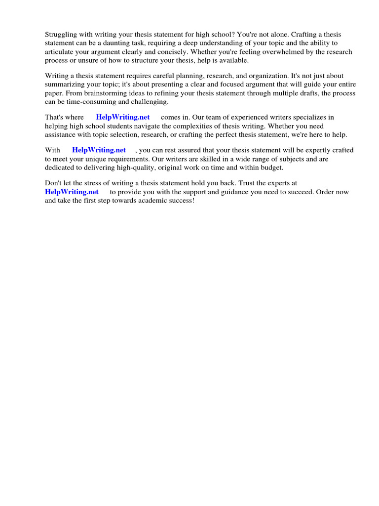 How To Write A Thesis Statement High School | PDF