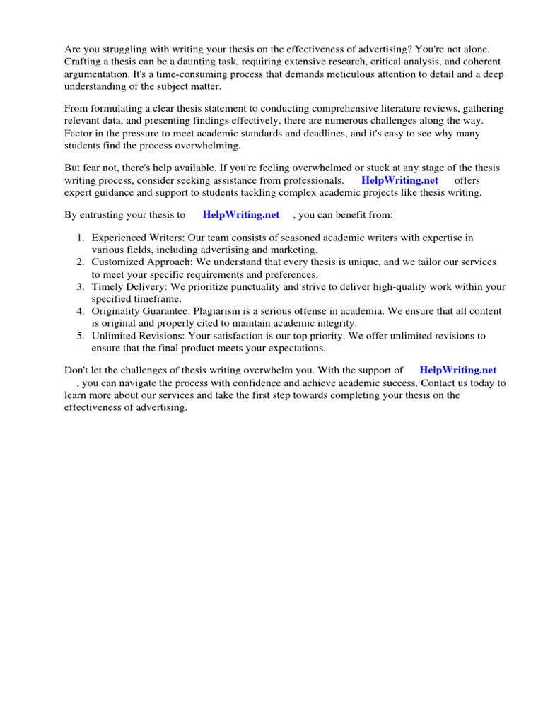 Thesis Help: Advertising Effectiveness | PDF