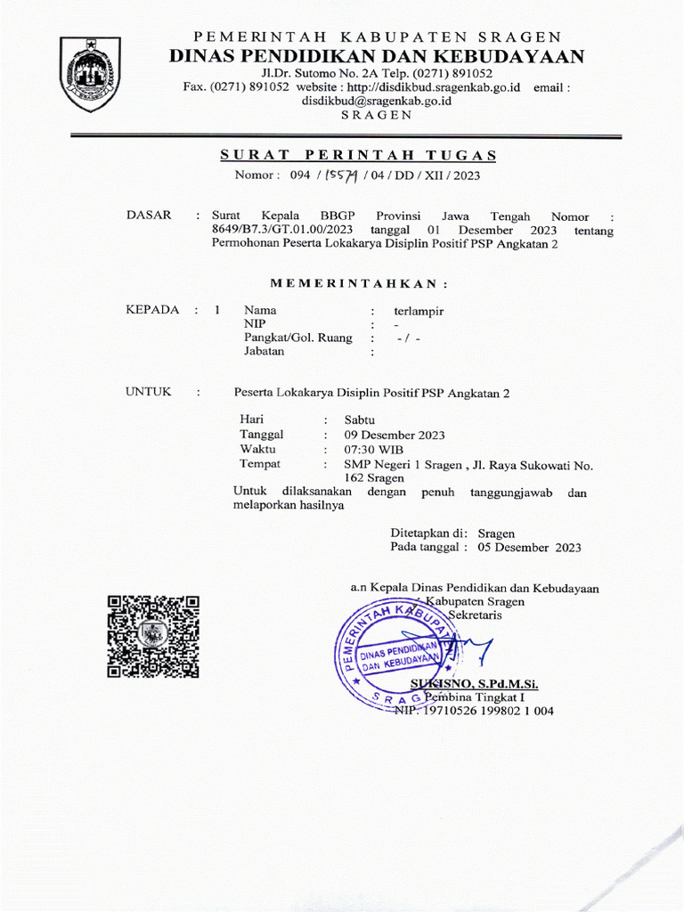 Surtuk Peserta A2 TGL 09 Des | PDF