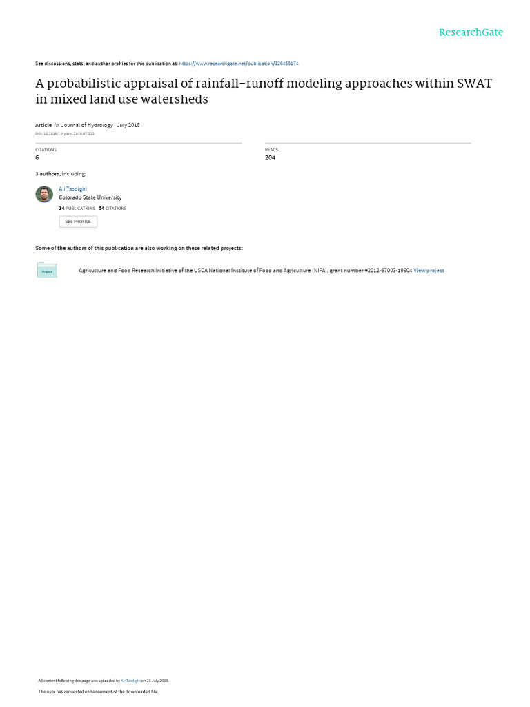 N0-A Probabilistic Appraisal of Rainfall-Runoff Modeling Approaches ...