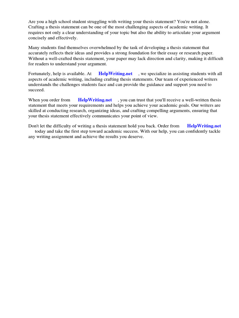 Thesis Statement Lesson Plan High School | PDF