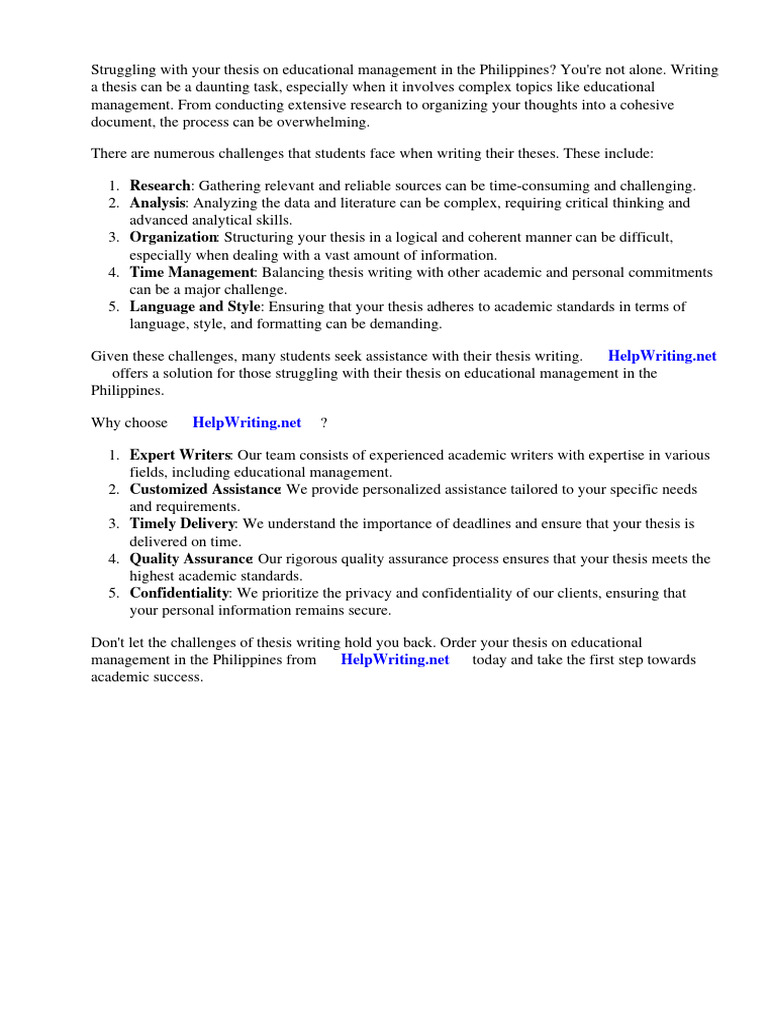 Thesis On Educational Management in The Philippines PDF | PDF | Thesis ...