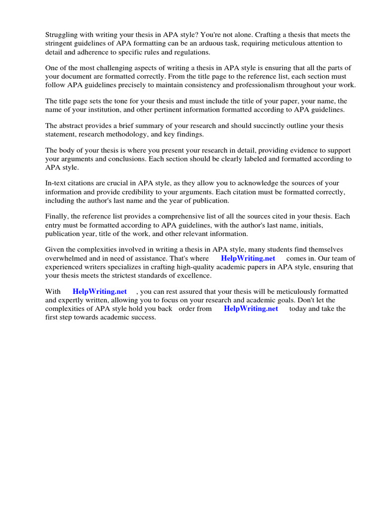 Mastering APA Thesis Formatting Guide | PDF