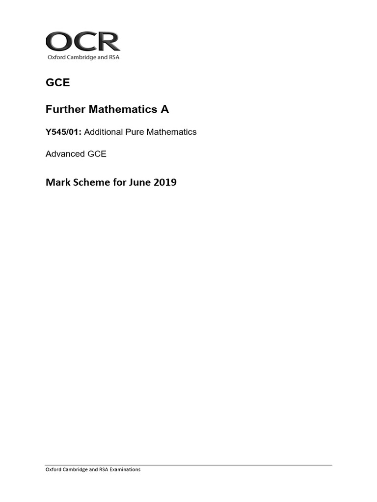 Mark Scheme Additional Pure Mathematics | PDF | Accuracy And Precision | Mathematics