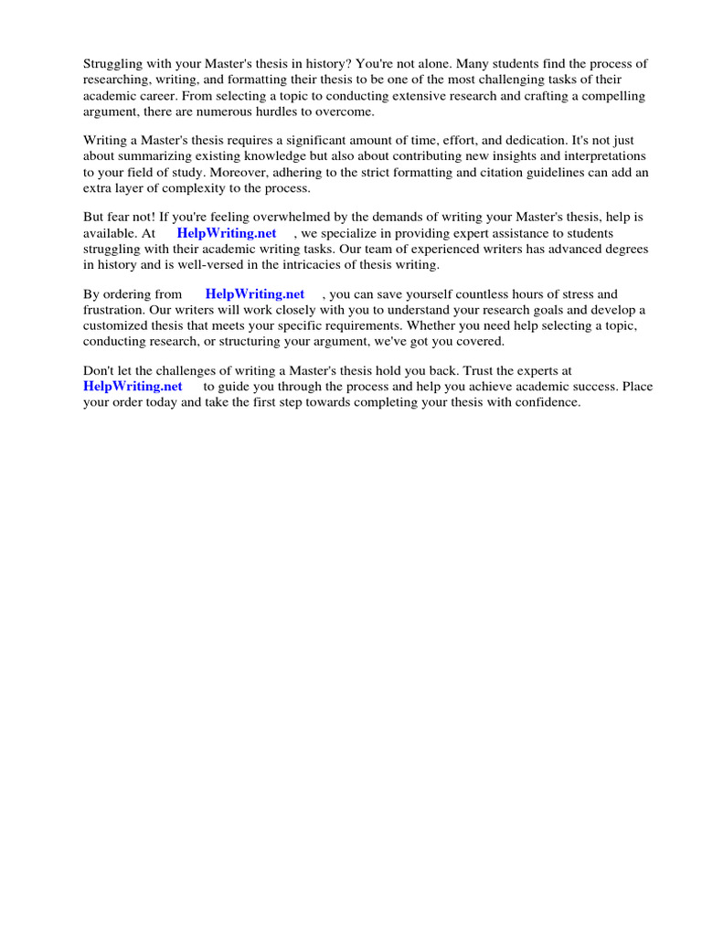 Masters Thesis Examples History | PDF