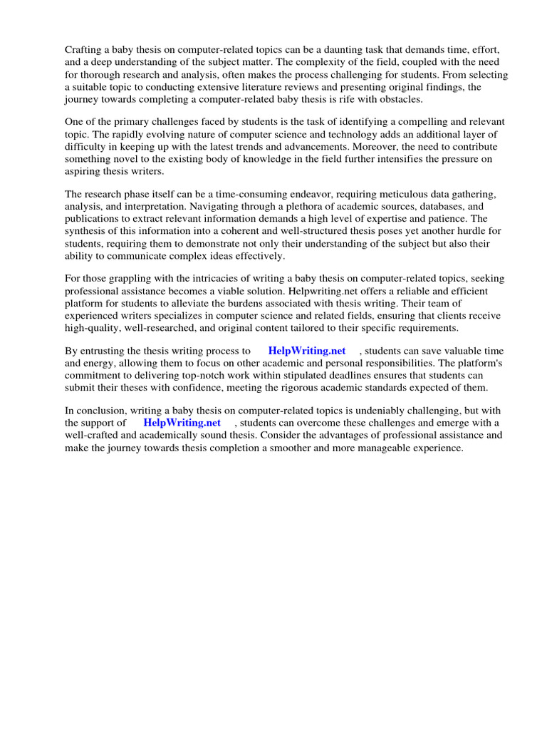 Baby Thesis Topics About Computer | PDF